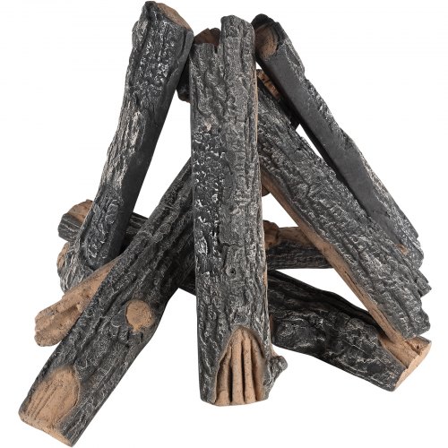 VEVOR 8 Pcs Oak Logs, Gas Fireplace Ceramic Logs for Fire place, Heat ...