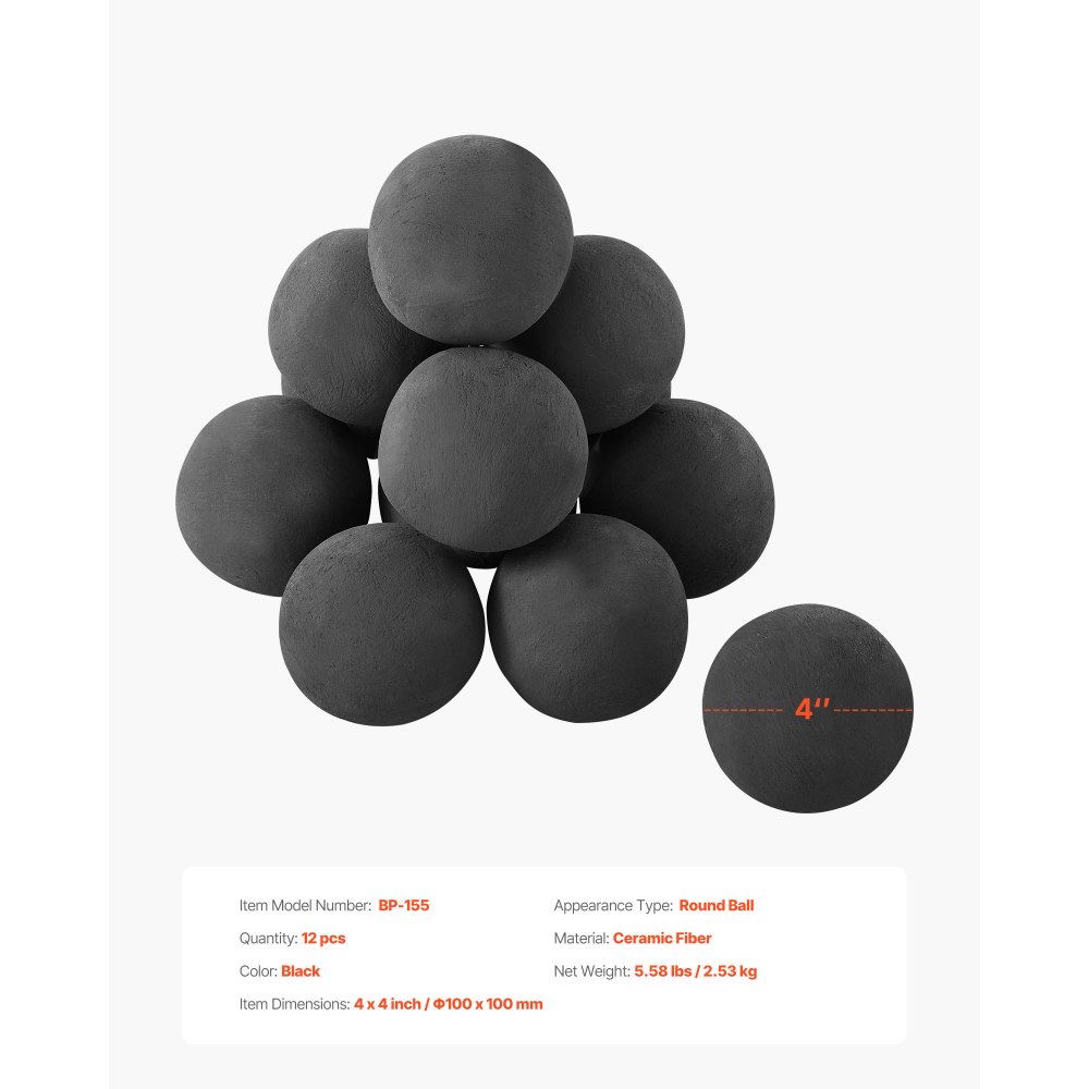 VEVOR Ceramic Fire Stones – 4 Inch Round, 12 Pcs, 800°C Temp