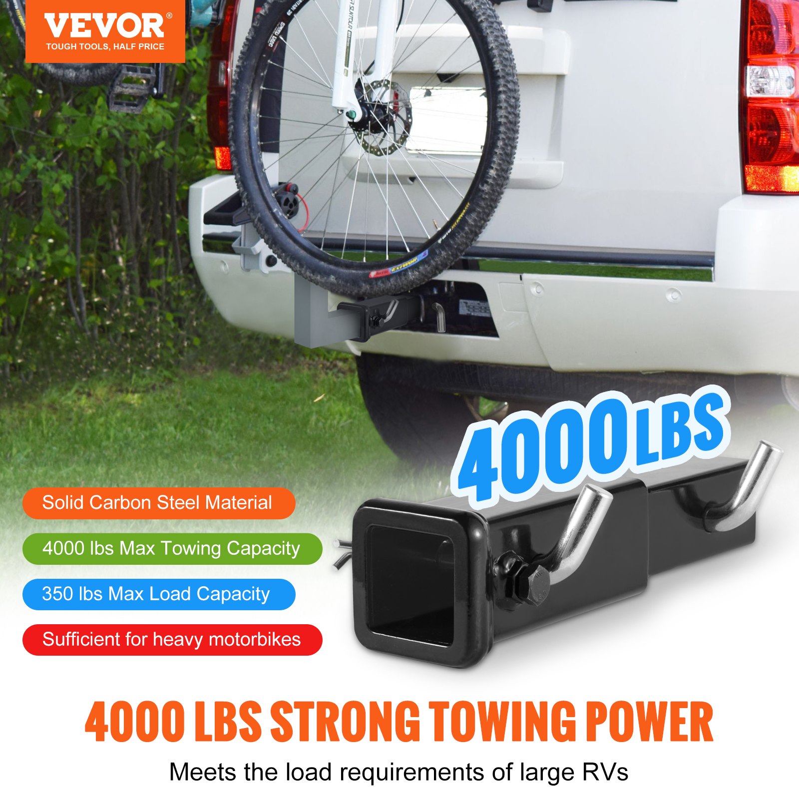 VEVOR Trailer Hitch Extender, Fits for 2" Receiver Hitch Adapter ...