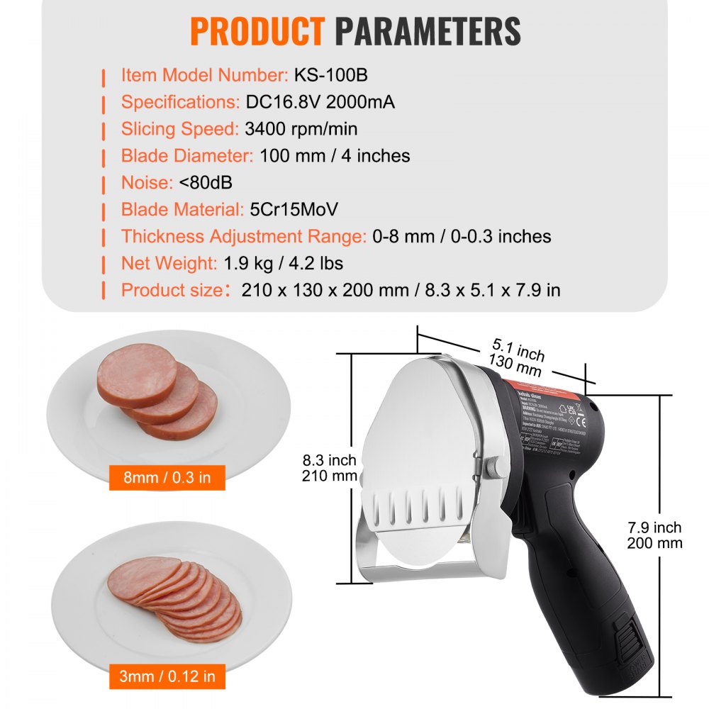 VEVOR Electric Shawarma Knife, 80W Cordless Battery Professional ...