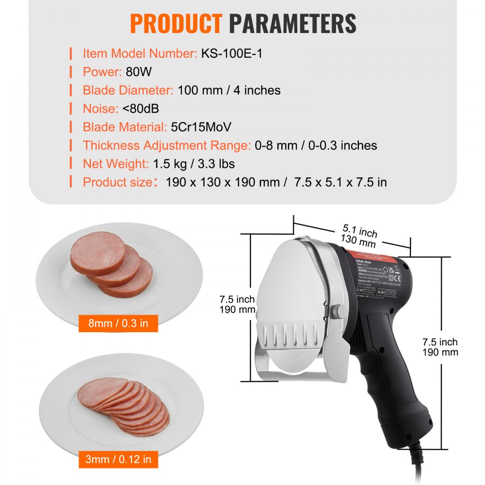 VEVOR Electric Shawarma Knife, 80W Professional Turkish Kebab Knife ...