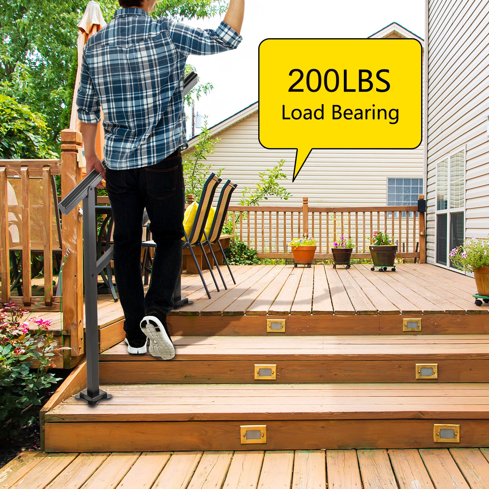 VEVOR VEVOR Outdoor Handrail 165LBS Load Handrail Outdoor Stairs ...