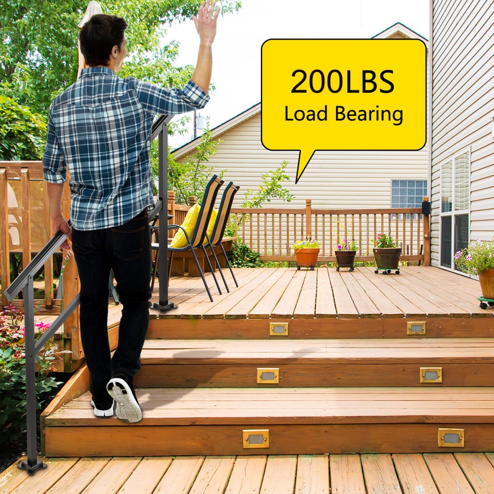 VEVOR Outdoor Handrail 165LBS Load Handrail Outdoor Stairs Aluminum ...