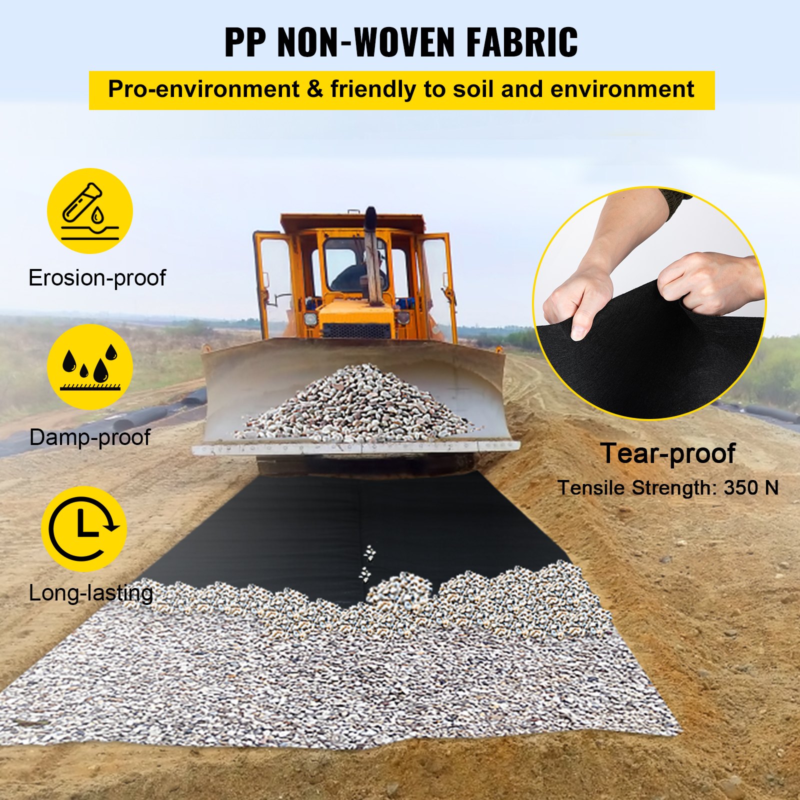Non Woven Geotextile Fabric French Drain Fabric Towallmark Geotextile ...