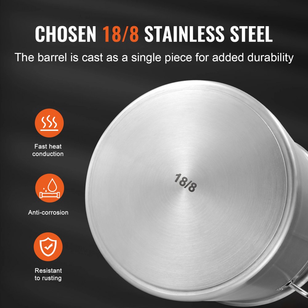 VEVOR Stainless Steel Stockpot, 42 Quart Large Cooking Pots, Multipurpose Cookware Sauce Pot ...