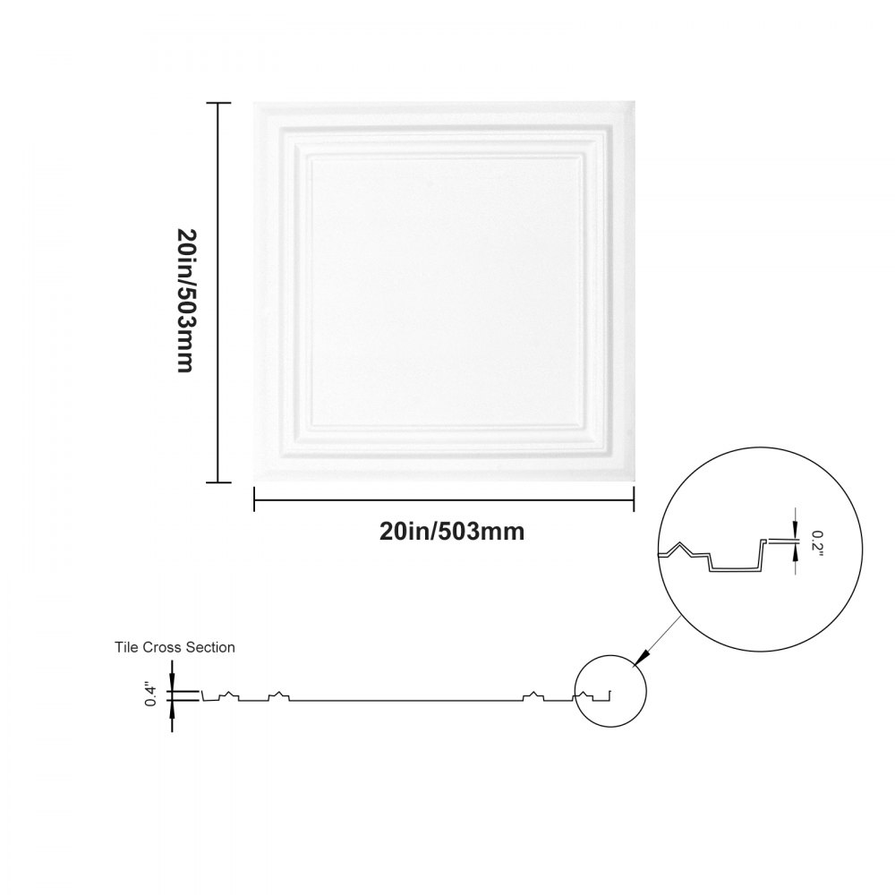 VEVOR Polystyrene Drop Ceiling Tiles – 20"x20", 267 Sq. Ft.