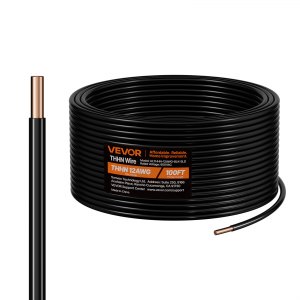 12 Gauge Solid THHN Wire Black Copper Electrical Building Wire PVC ...