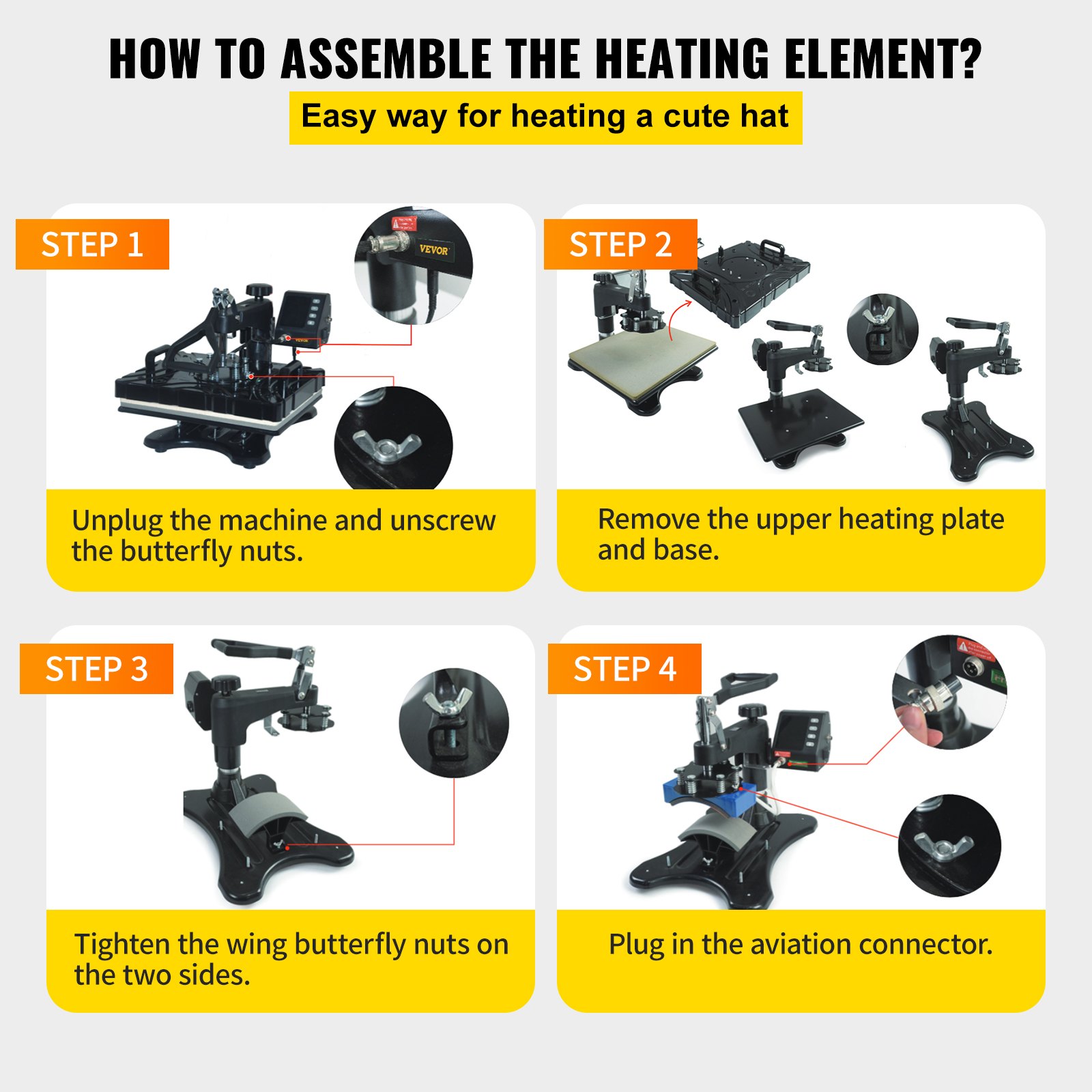 VEVOR Attachment Silica Gel Hat Cap Curved Heating Element Press Mat ...