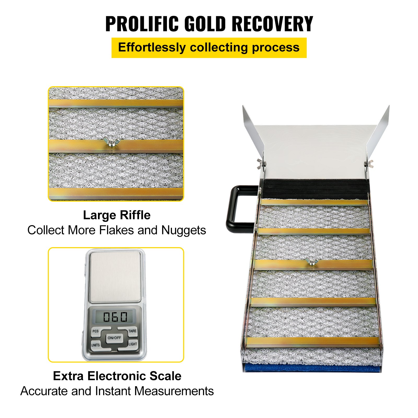 VEVOR Aluminum Alloy Sluice Box, Compact 30" Long Sluice Boxes for Gold ...