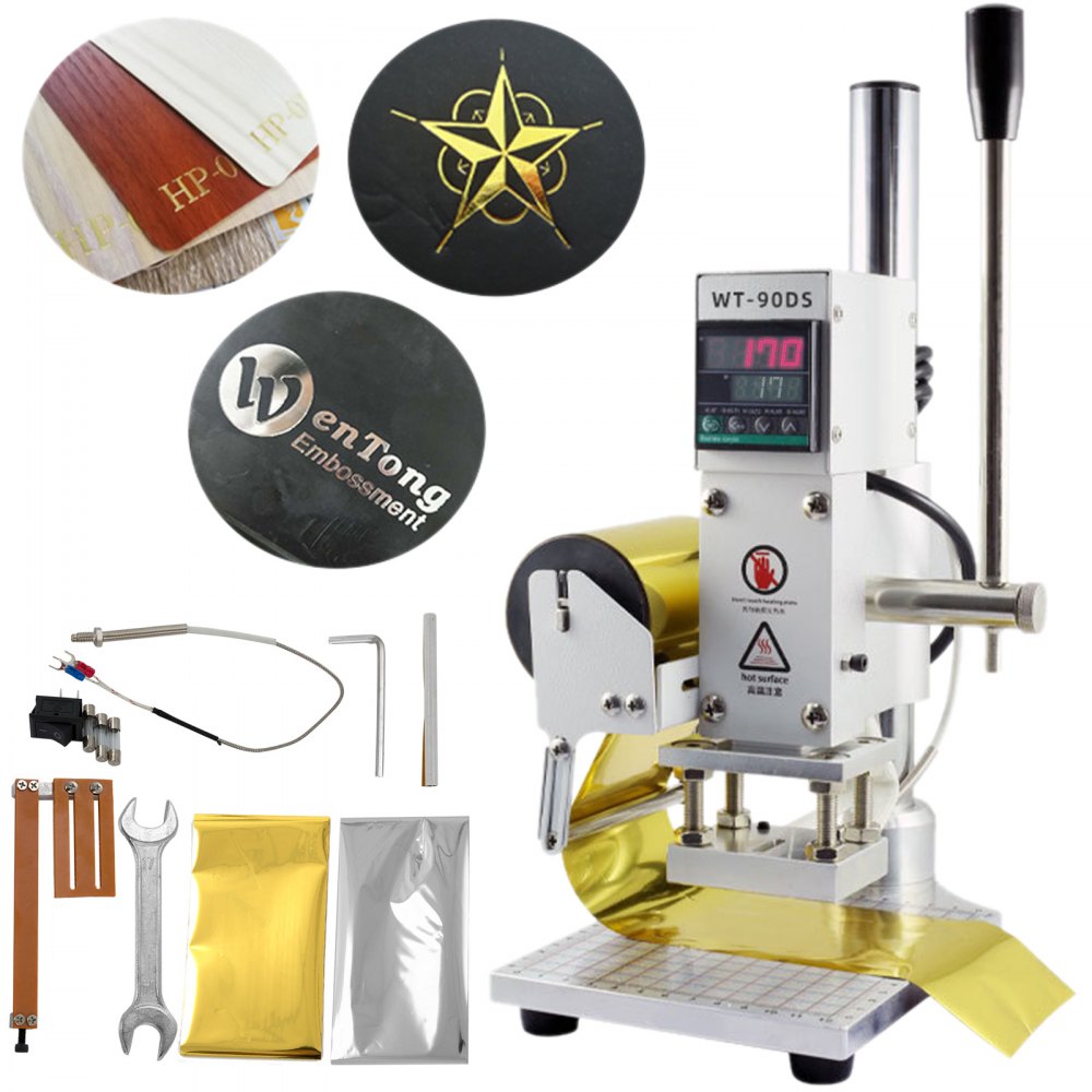VEVOR 10x13cm Hot Foil Stamping Machine Leather Embossing Machine Bronzing Machine Hot Stamping Machine with Positioning Slider for PVC Leather Pu and Paper 10x13cm VEVOR EU