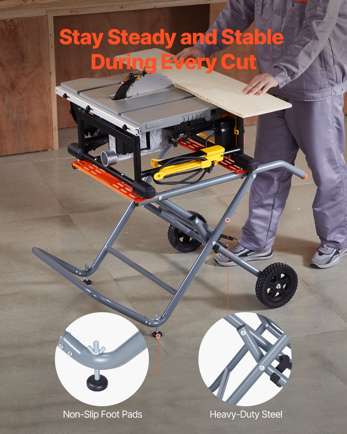 VEVOR Table Saw Stand with Wheels - 350lbs, Foldable Rolling