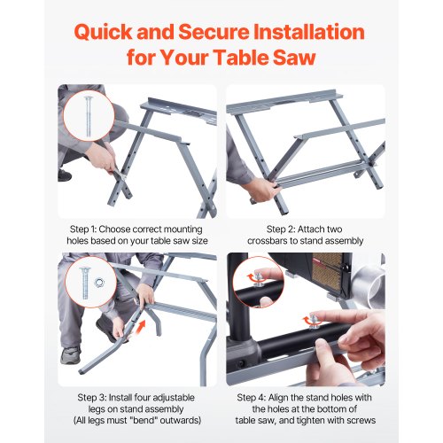 Table Saw Folding Stand 350 lbs Load Capacity Portable Foldable Table Saw Stand | VEVOR US