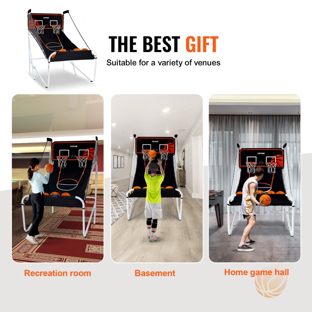VEVOR Foldable Basketball Arcade Game, 2 Player Indoor Basketball Game ...