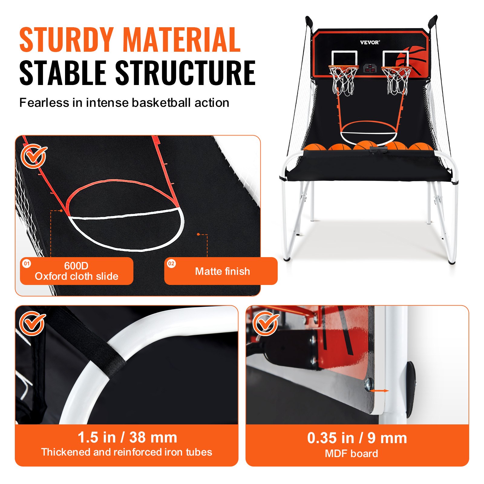 VEVOR Foldable Basketball Arcade Game, 2 Player Indoor Basketball Game ...