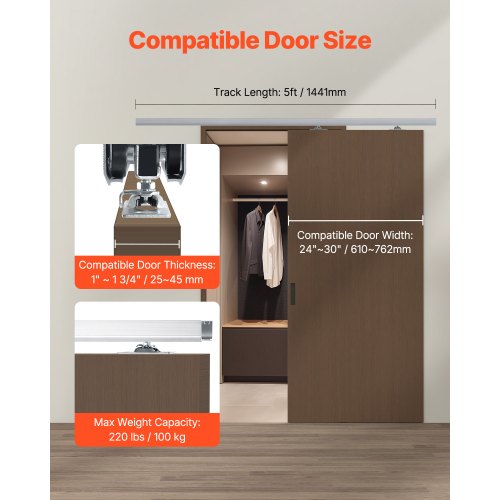 Pocket Door Track Kit 5 ft Heavy Duty Pocket Door Hardware Track Set 3 ...