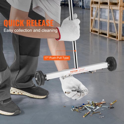 VEVOR Magnetic Sweeper with Wheels, 17inch Mini Magnetic Sweeper, 10 ...