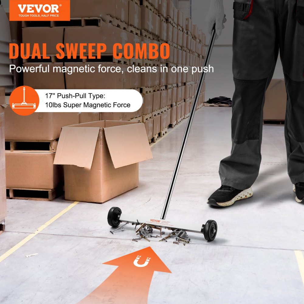 VEVOR Magnetic Sweeper with Wheels 17inch Mini 10 lbs Capacity ...