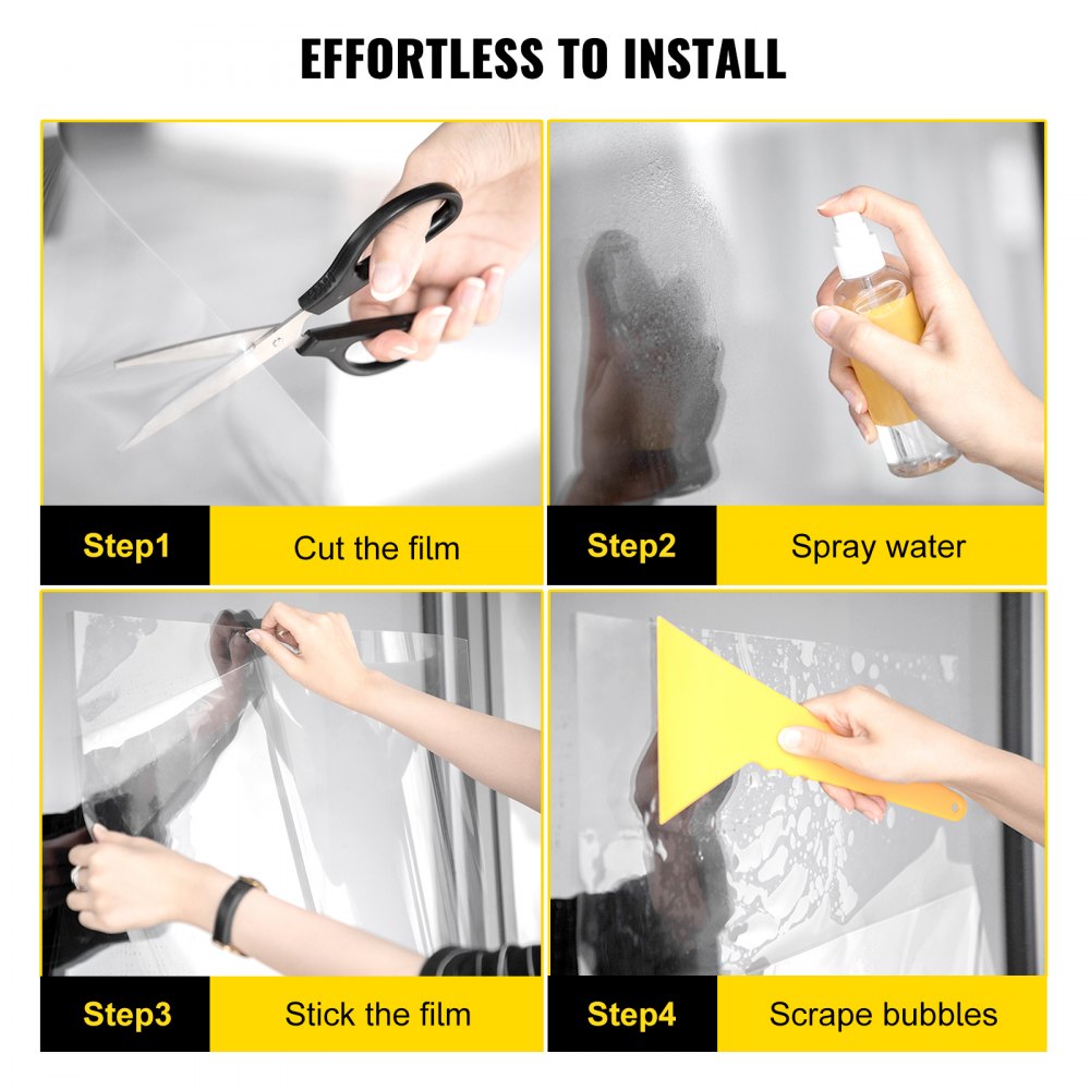 VEVOR Security Film, 8 Mil 30 in x 12 ft Shatterproof Window Film, Self ...