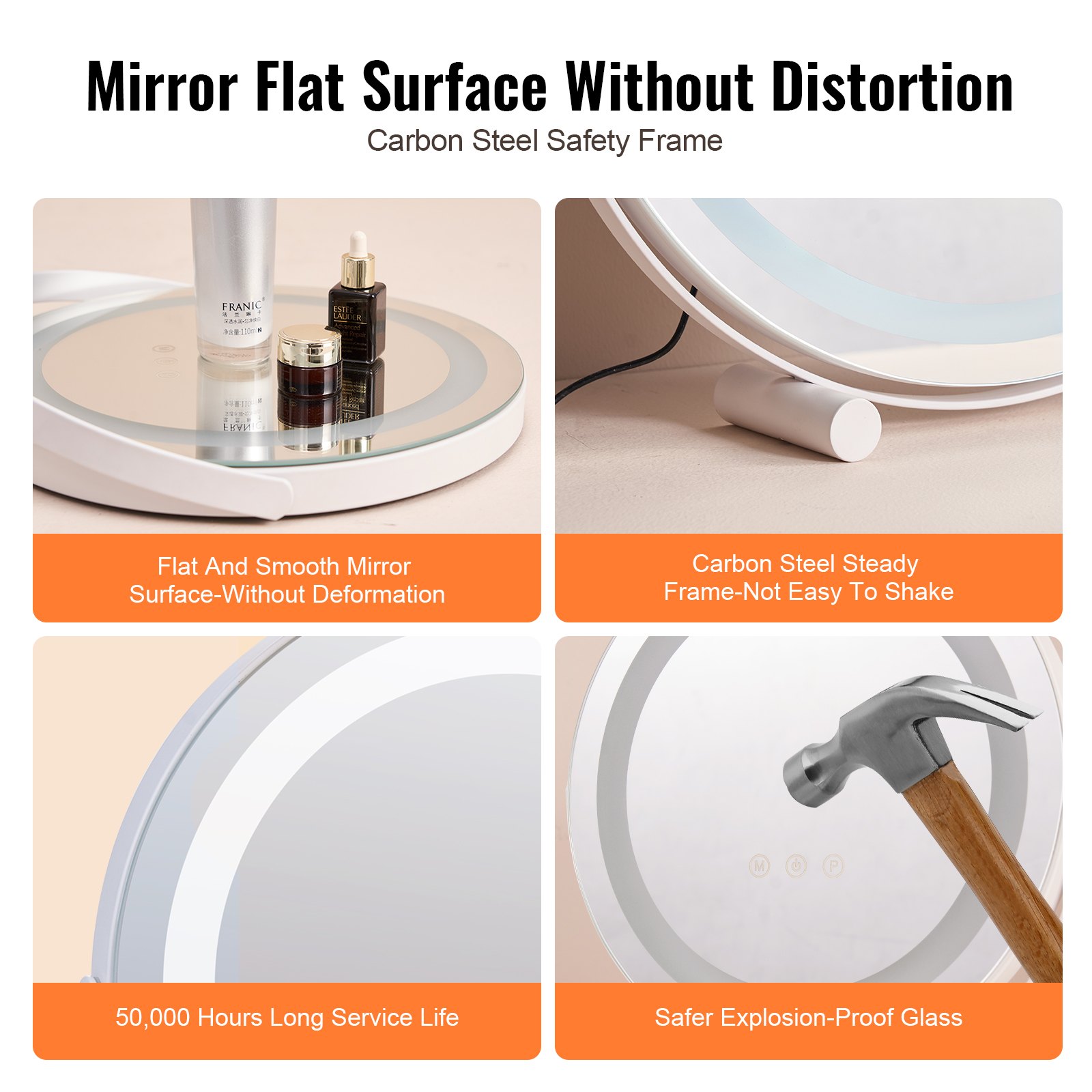 VEVOR 12” Vanity Mirror With Lights, LED Makeup Mirror 3 Color Lighting ...