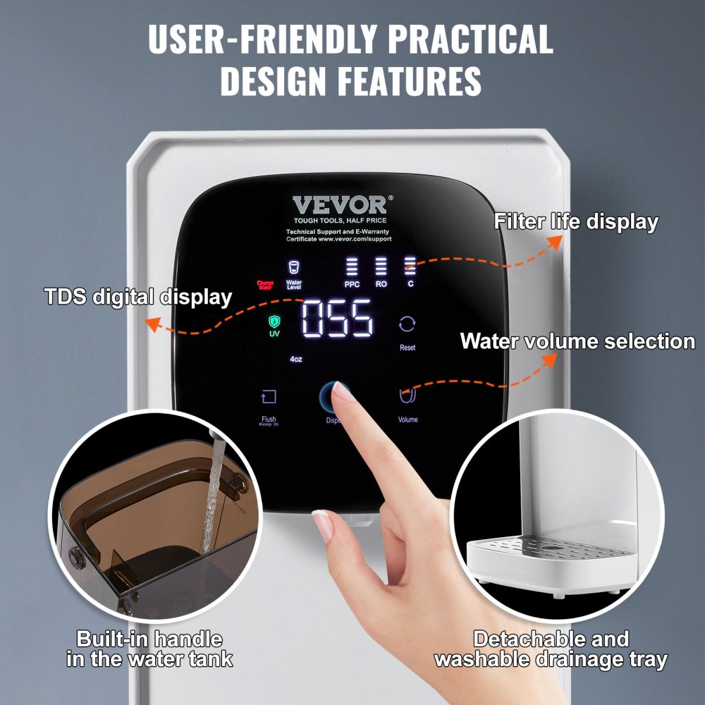 VEVOR Reverse Osmosis System Countertop Water Filter, Portable Water ...
