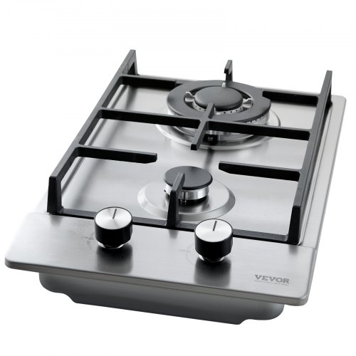 VEVOR Gas Cooktop 12 inch, Max 12250BTU 2 Burners Built-in Stainless ...
