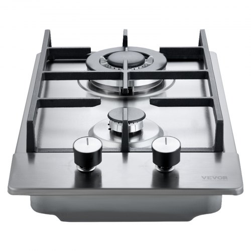 VEVOR Gas Cooktop 12 inch, Max 12250BTU 2 Burners Built-in Stainless ...