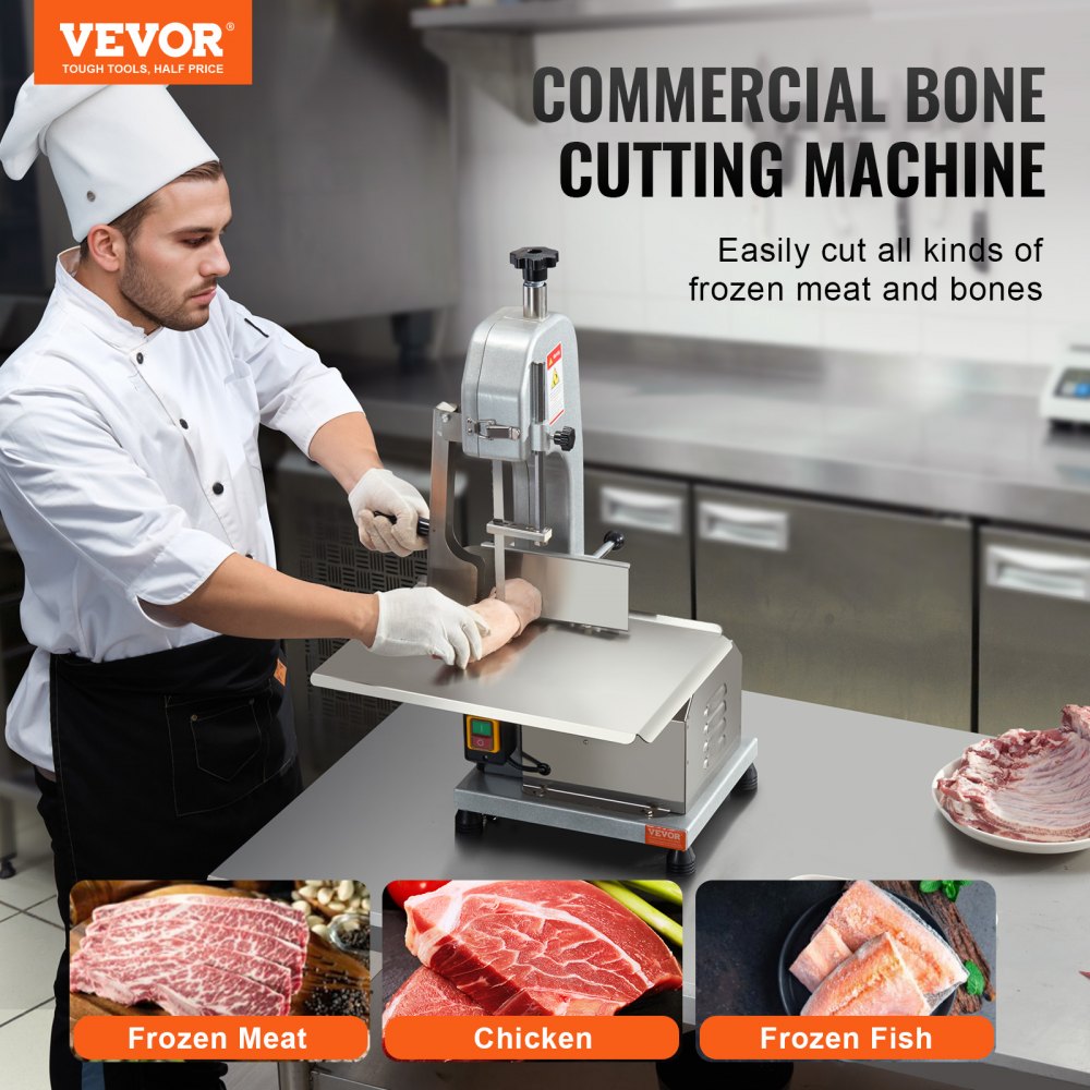 VEVOR Commercial Electric Meat Bandsaw, 650W Stainless Steel Countertop ...