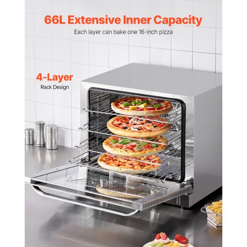 VEVOR 66L Commercial Countertop Oven 2800W Electric Toaster Oven ...