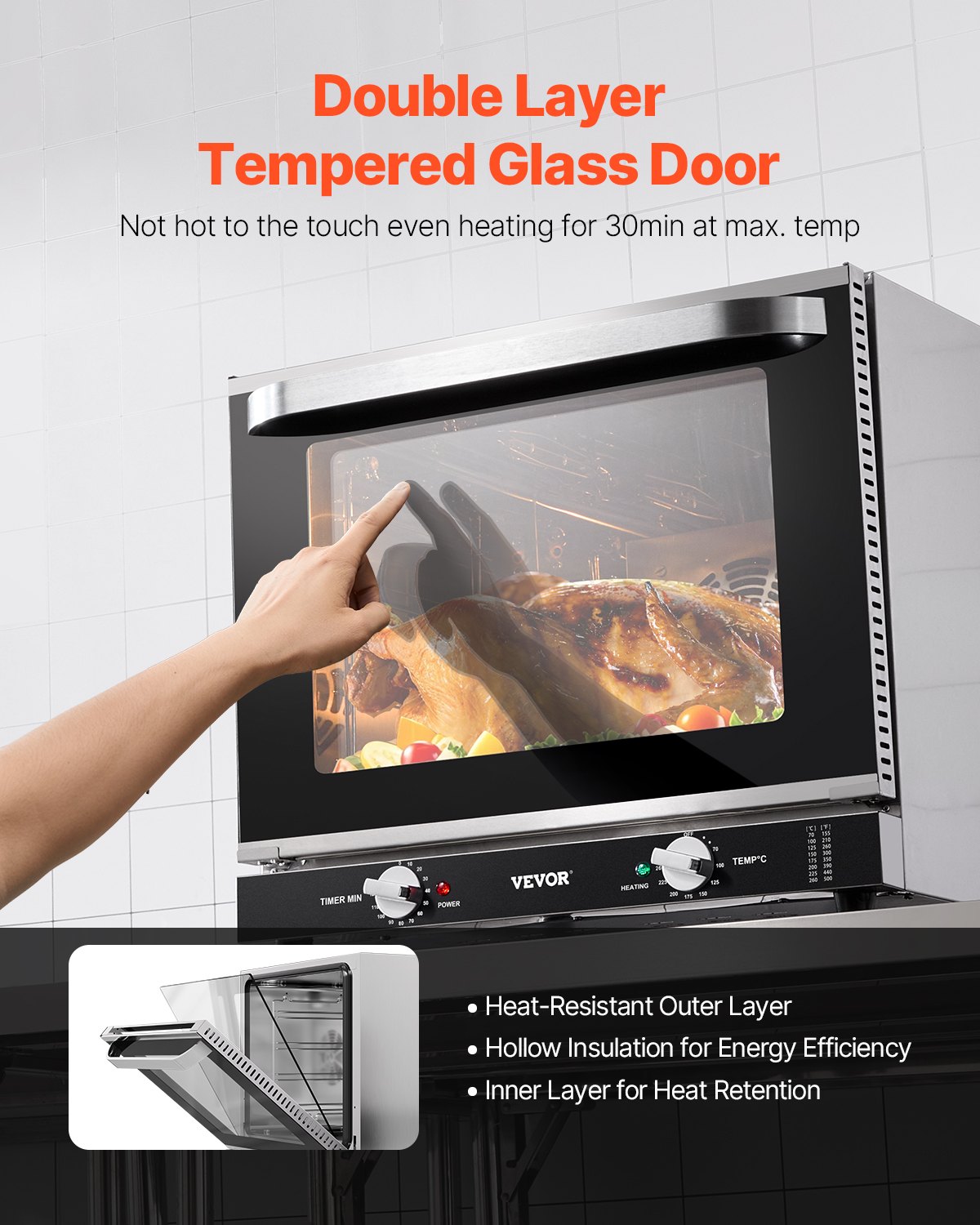 66L Commercial Countertop Oven 2800W Electric Toaster Oven Stainless ...