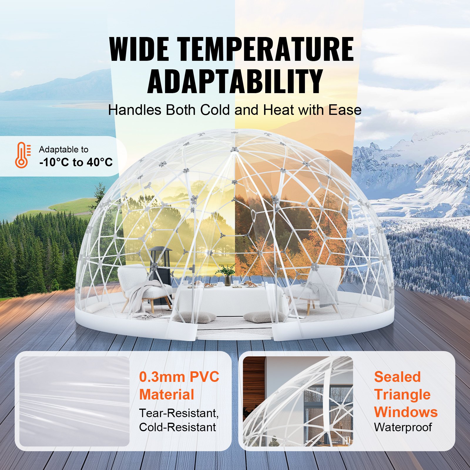 VEVOR 9.5FT Dome Bubble Tent Outdoor House Camping Shelter w ...