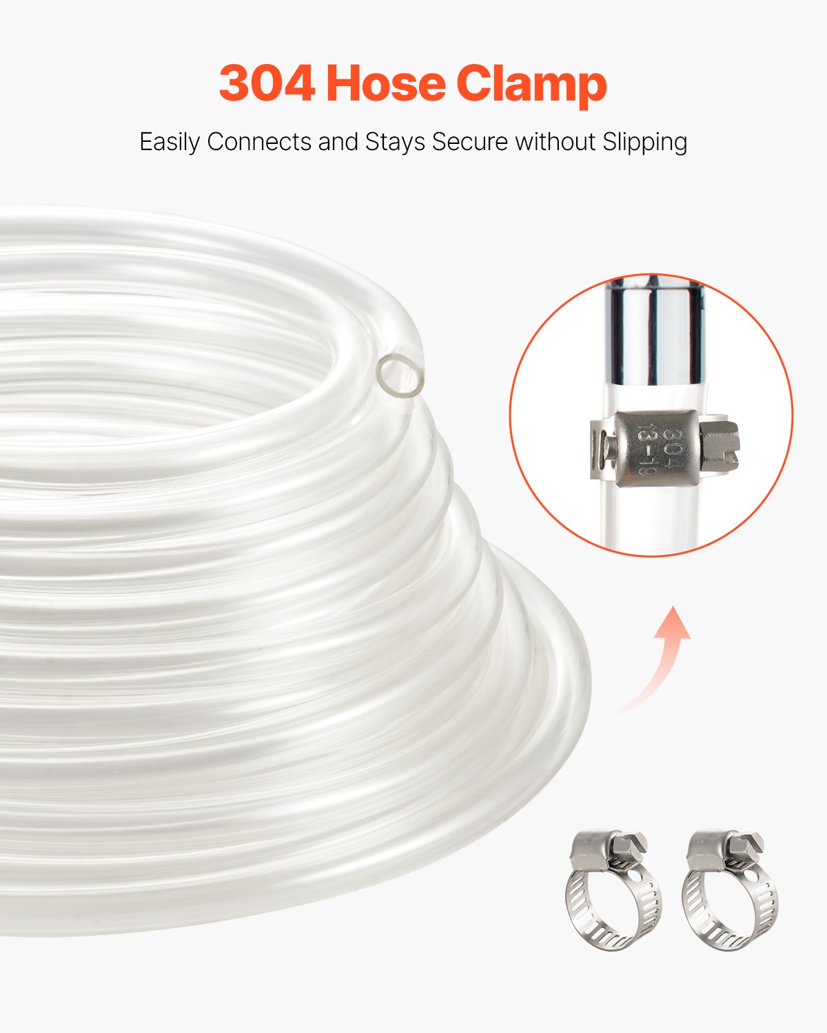VEVOR Clear Vinyl Tubing, 3/8" ID x 1/2" OD, 50FT Plastic PVC Tubing ...