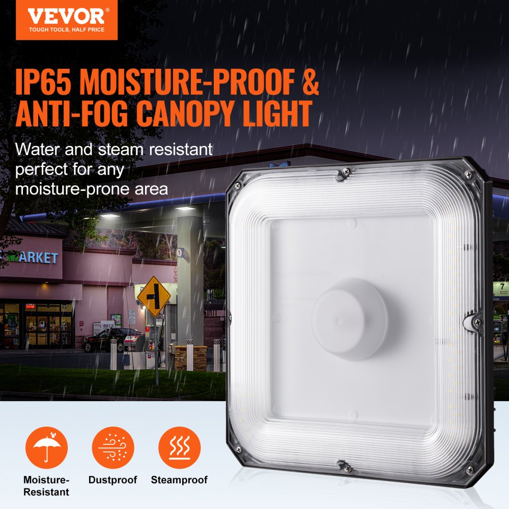 VEVOR 4 Pack LED Canopy Lights, 80W, 8800LM 5000K Daylight Commercial ...
