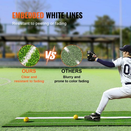 VEVOR Softball Pitching Mat, 10' x 3' Softball Pitching Mound, Antislip ...