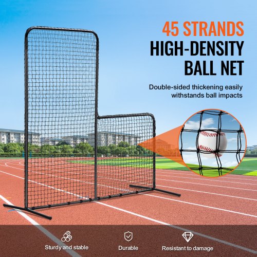 VEVOR L Screen Baseball for Batting Cage, 7x7 ft Baseball Softball ...
