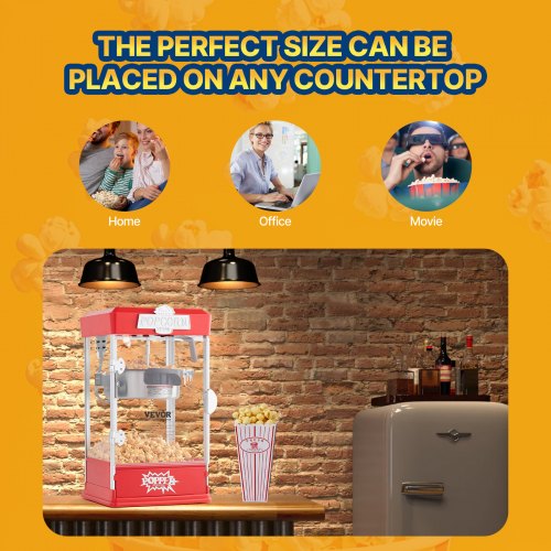Popcorn Popper Machine Tabletop Popcorn Maker 480W 4 Oz Red | VEVOR US
