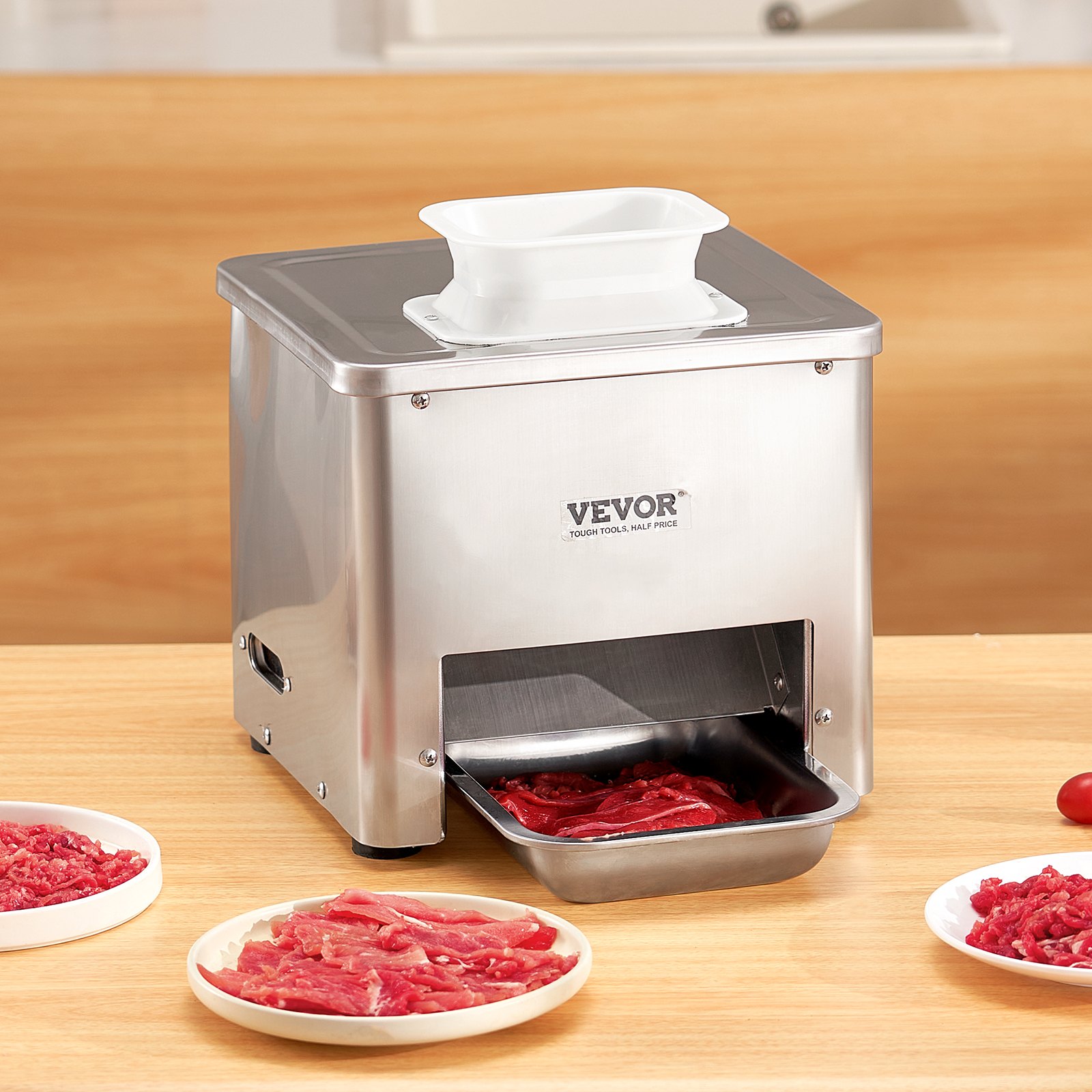 VEVOR Stainless Steel Meat Slicer –550W Motor, 1780rpm Speed