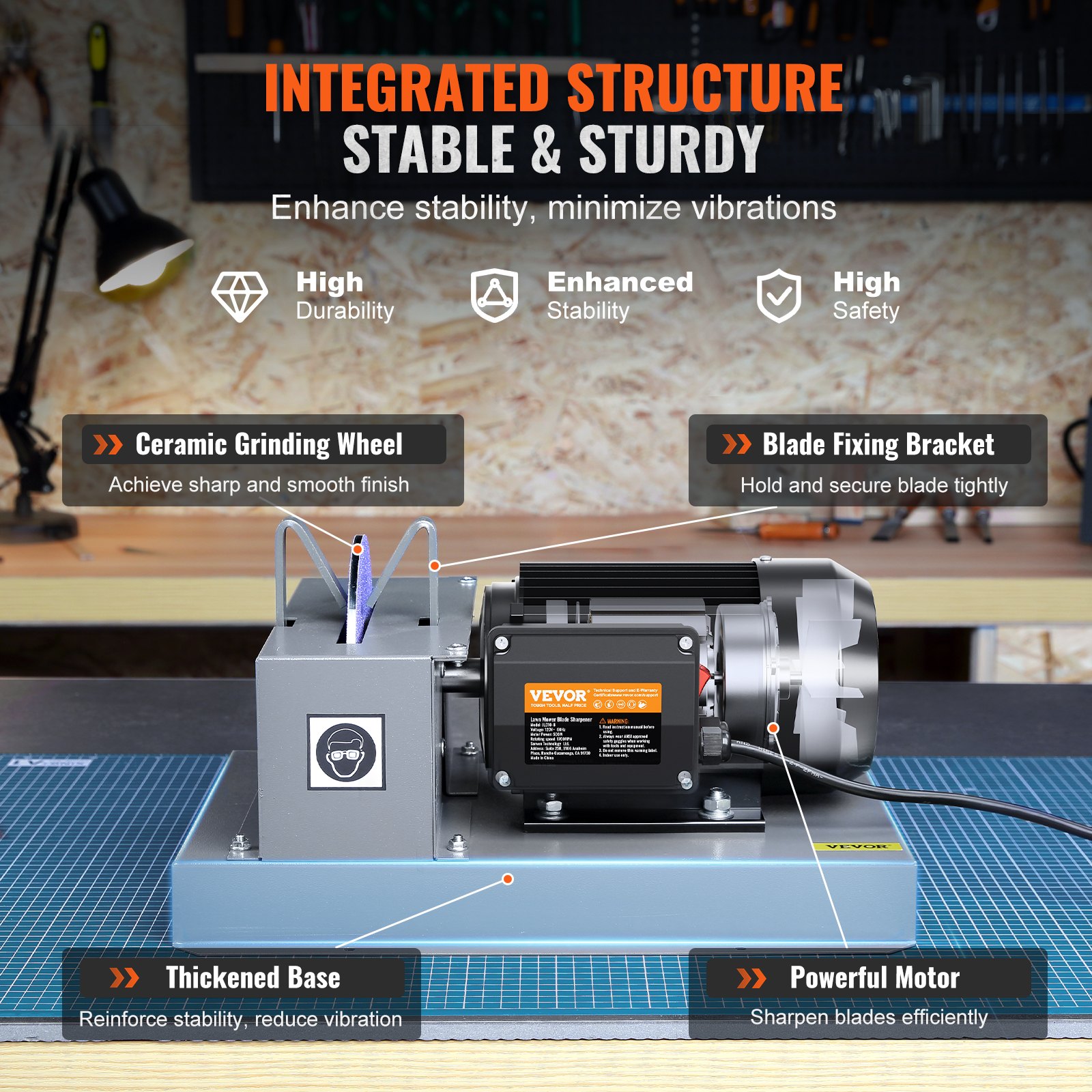 VEVOR Lawn Mower Blade Sharpener, 2/3HP 500W Lawnmower Blade Grinder ...