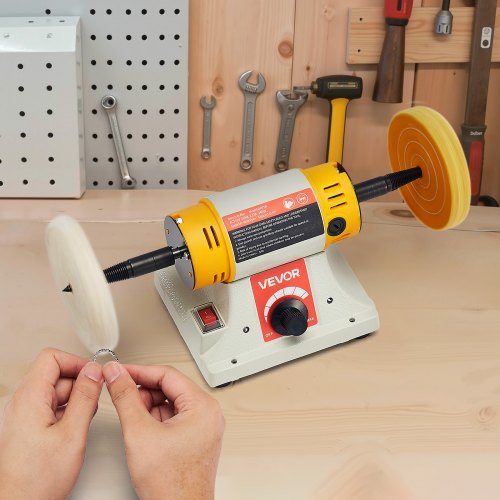 VEVOR 1/2HP Bench Buffer Polisher 0 to 8000RPM with 3-inch & 4-inch ...
