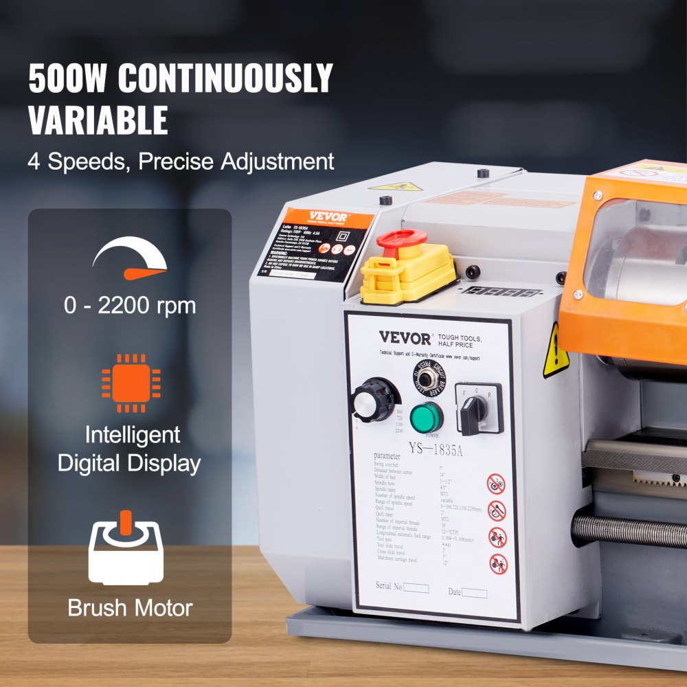 VEVOR Metal Lathe Machine, 7'' x 13.78'', Precision Benchtop Power ...