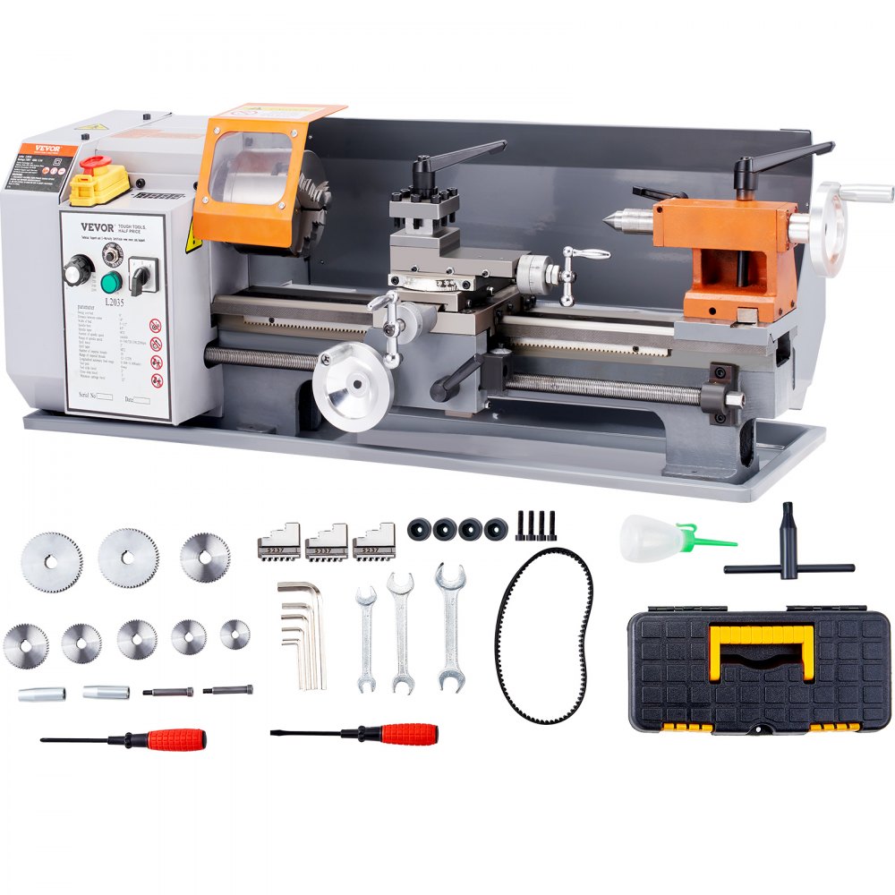 VEVOR Metal Lathe Machine, 7.87'' x 13.78'', Precision Benchtop Power ...
