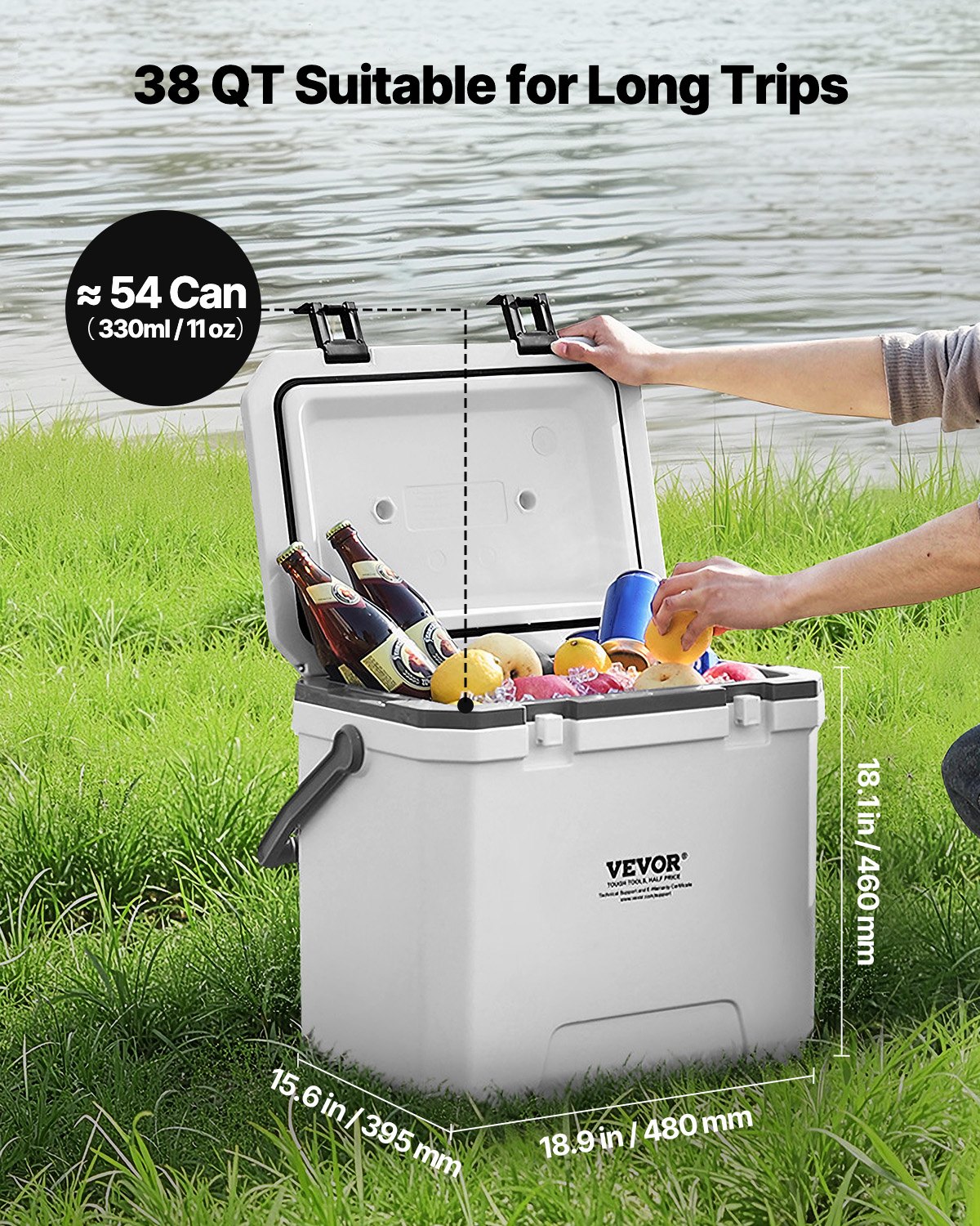 VEVOR Portable Hard Cooler — 38QT with Ice Retention