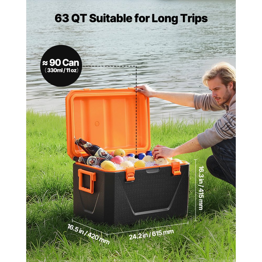 VEVOR Portable Ice Chest Cooler - 63QT capacity, 9.9 lbs