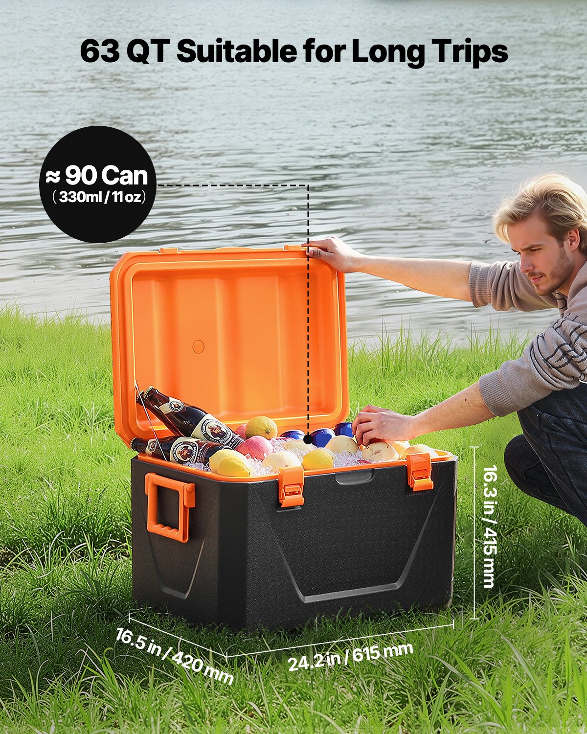 VEVOR Portable Ice Chest Cooler - 63QT capacity, 9.9 lbs