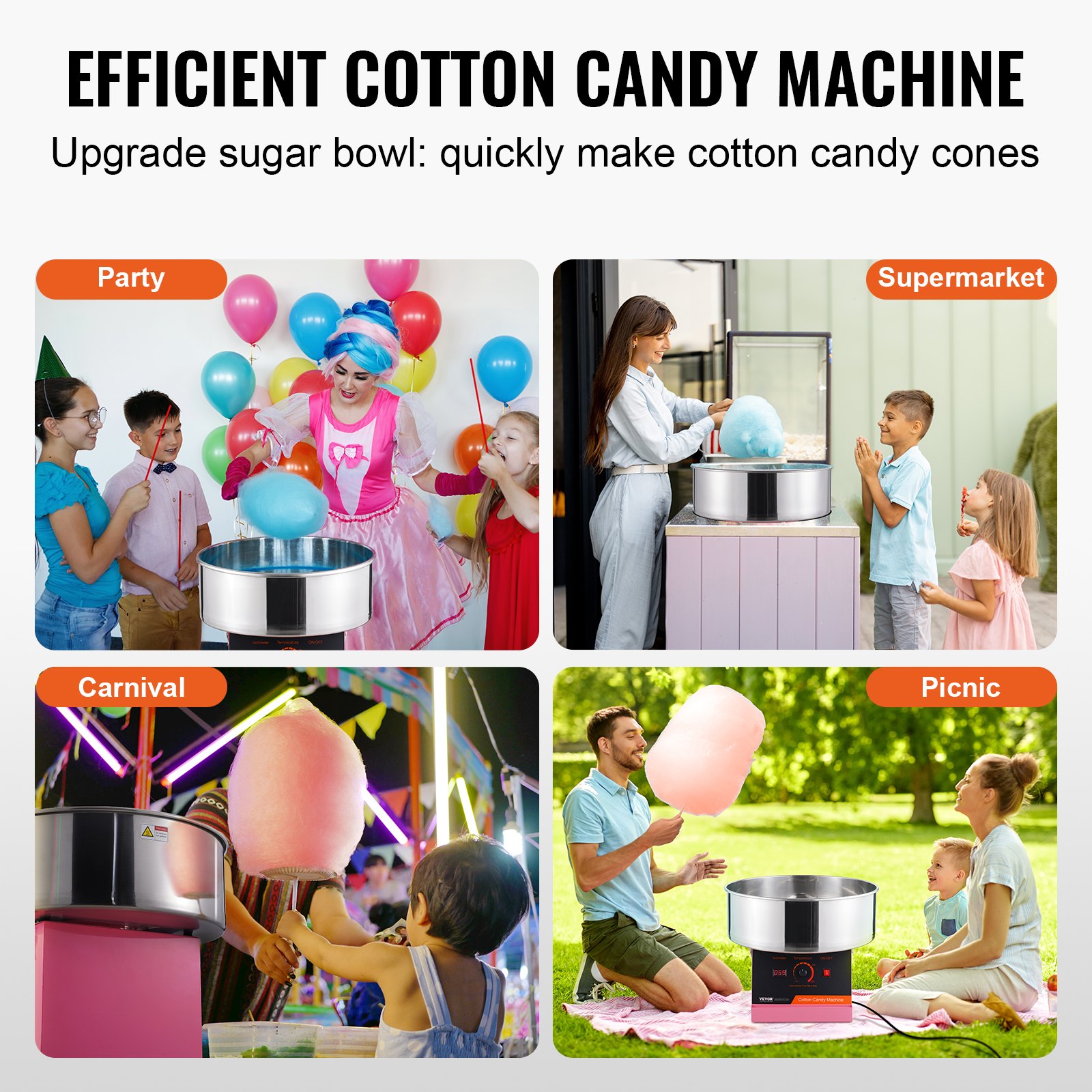 VEVOR Electric Cotton Candy Machine, 1000W Candy Floss Maker ...