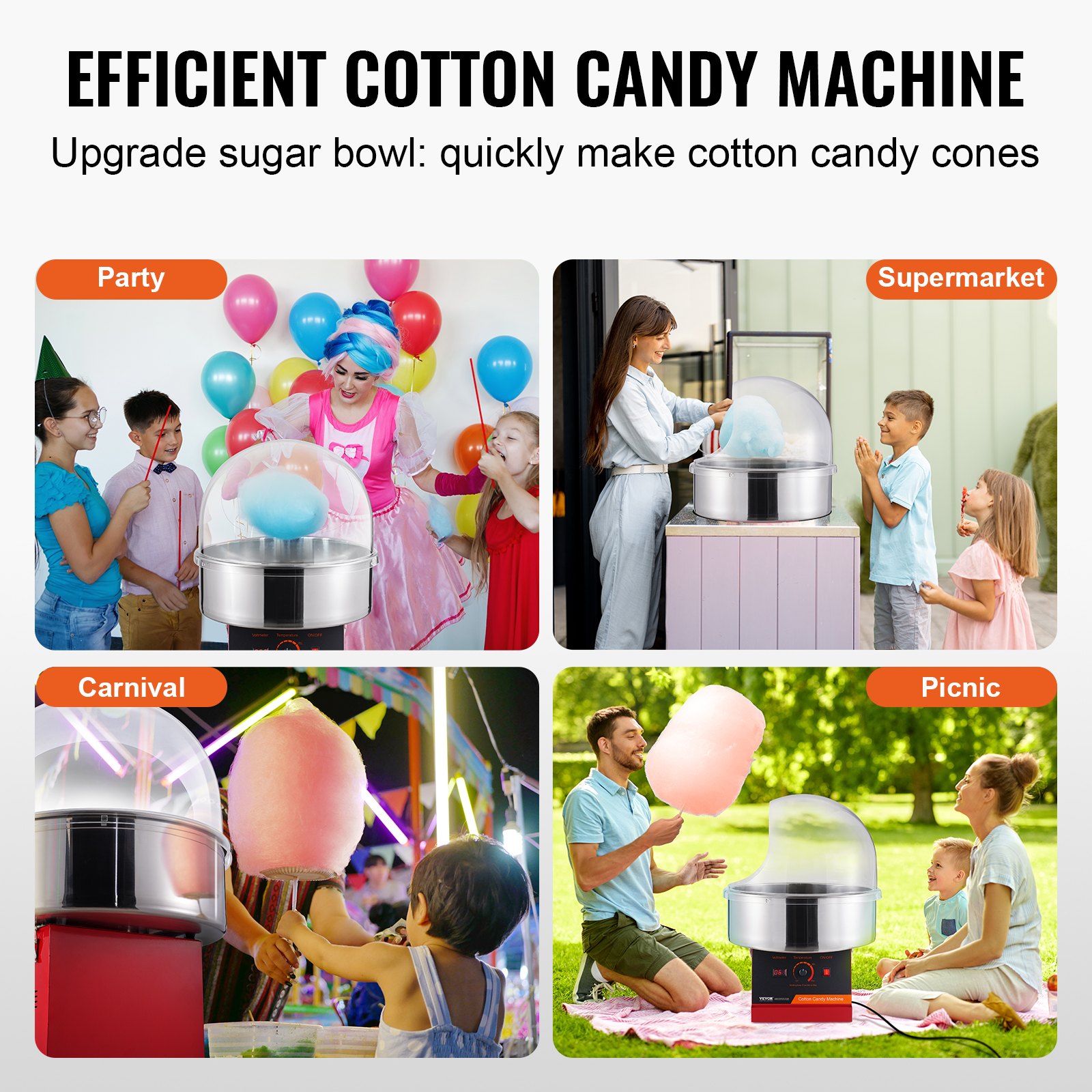 VEVOR Electric Cotton Candy Machine, 1000W Candy Floss Maker ...