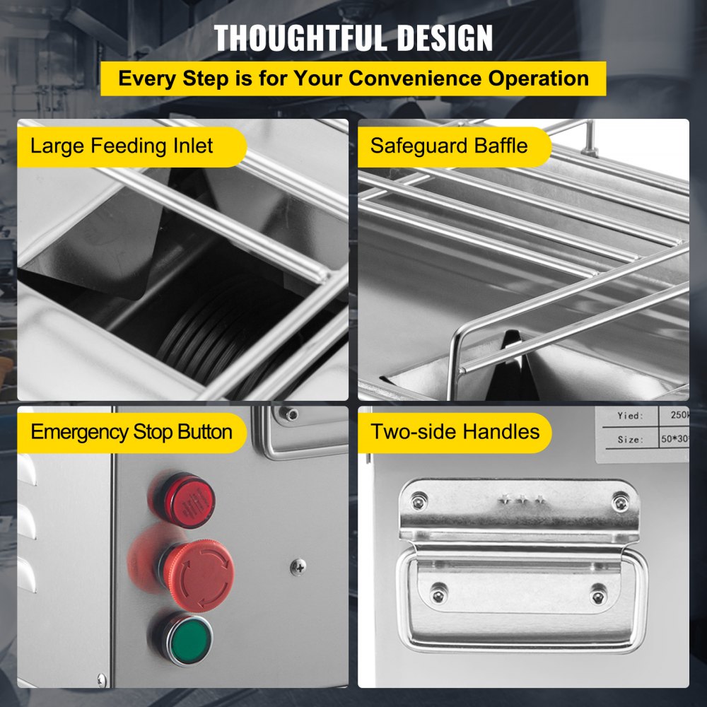 VEVOR Commercial Meat Cutter Machine 1100 LB/H 3mm Stainless Steel with ...