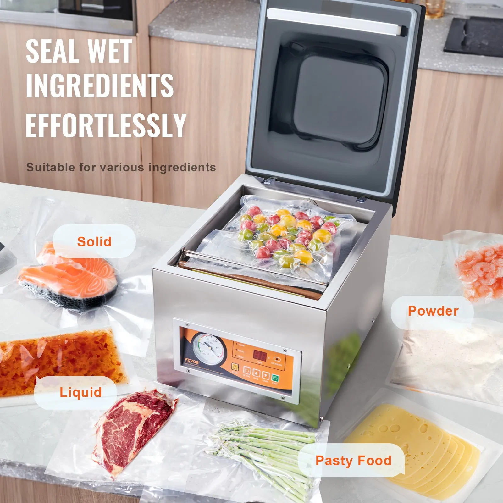 VEVOR Chamber Vacuum Sealer, 260W Sealing Power, Vacuum Packing Machine ...