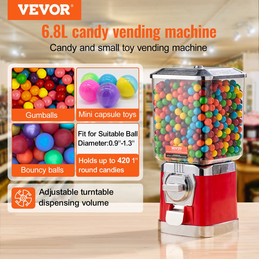 VEVOR 17"H Gumball Machine Vending Coin Bank Vintage Candy Dispenser PC ...
