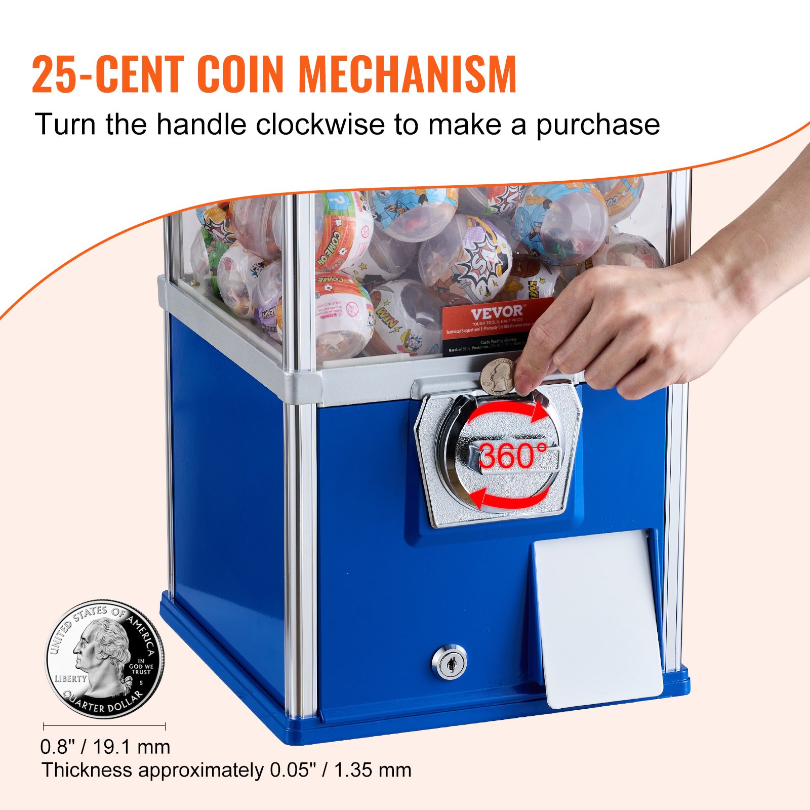 VEVOR 25"H Gumball Machine Vending Coin Bank Vintage Gumballs Dispenser ...