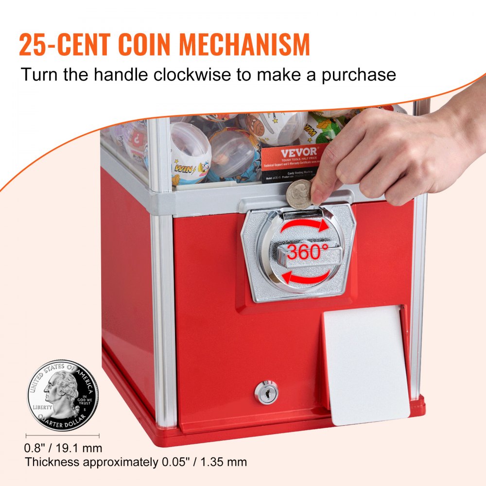 VEVOR 25"H Gumball Machine Vending Coin Bank Vintage Gumballs Dispenser ...